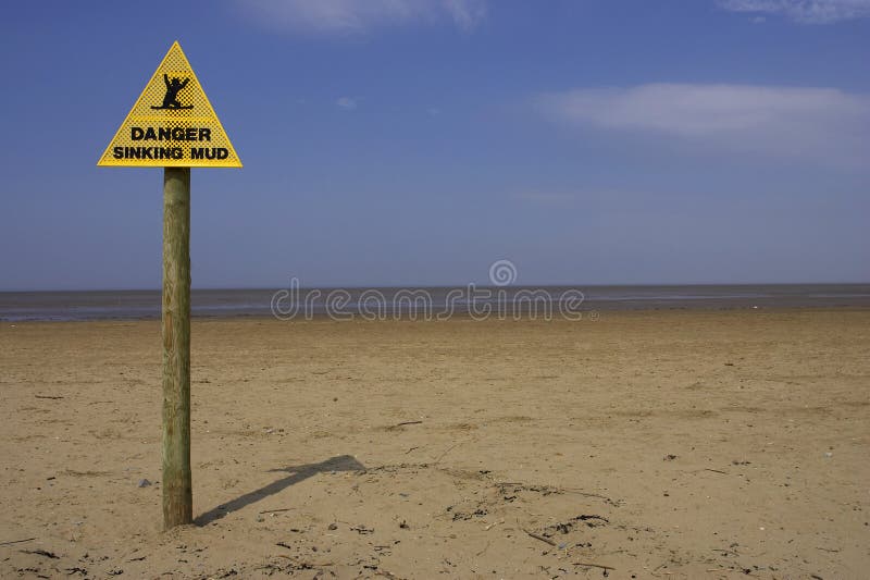 Danger Sinking Mud Sign, Sand Point Beach England Uk Stock Image ...