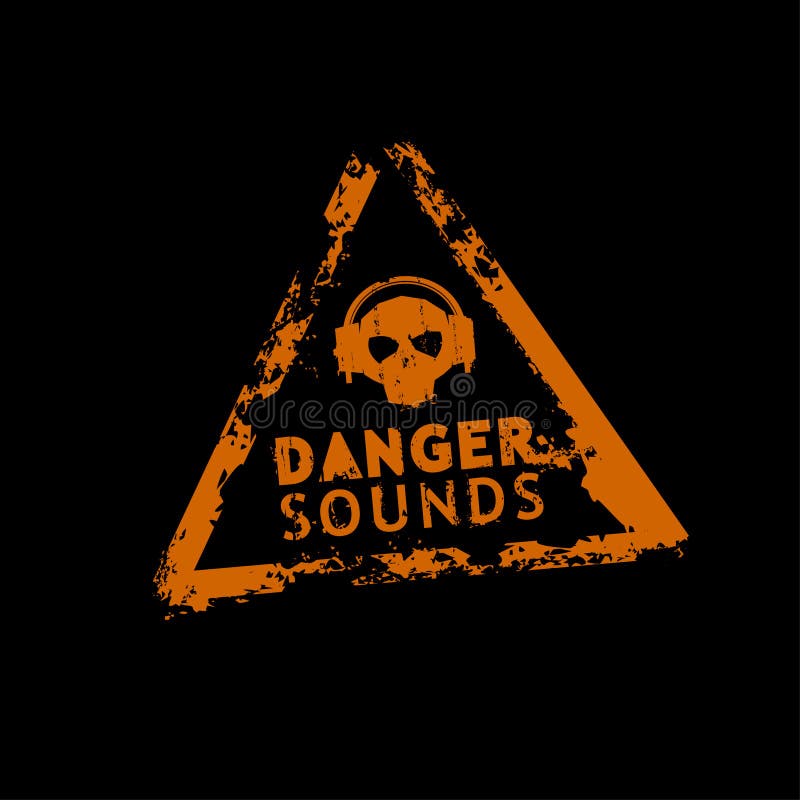 Danger sound stamp stock vector. Illustration of headphones - 12011455