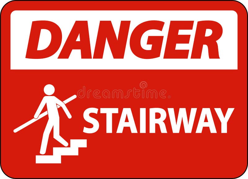 Danger Stairway Sign on White Background Stock Vector - Illustration of ...
