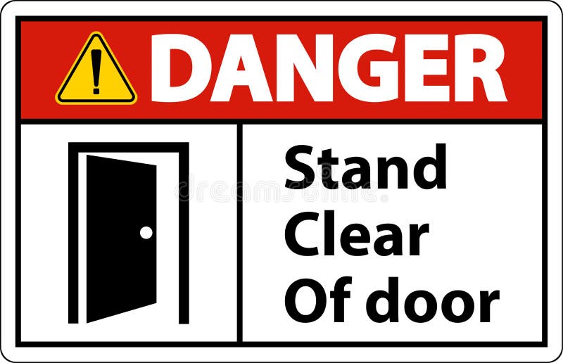 Danger Stand Clear of Door Symbol Sign on White Background Stock Vector ...