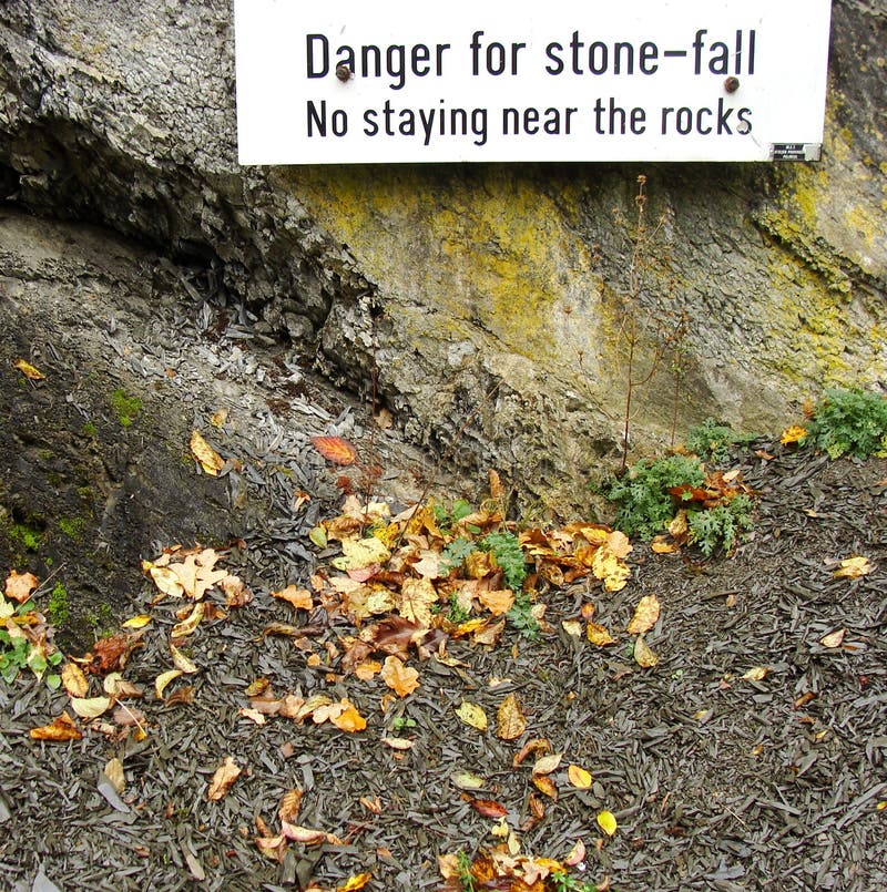 Danger Stone-fall in Rocky Forest Surroundings Stock Image - Image of ...