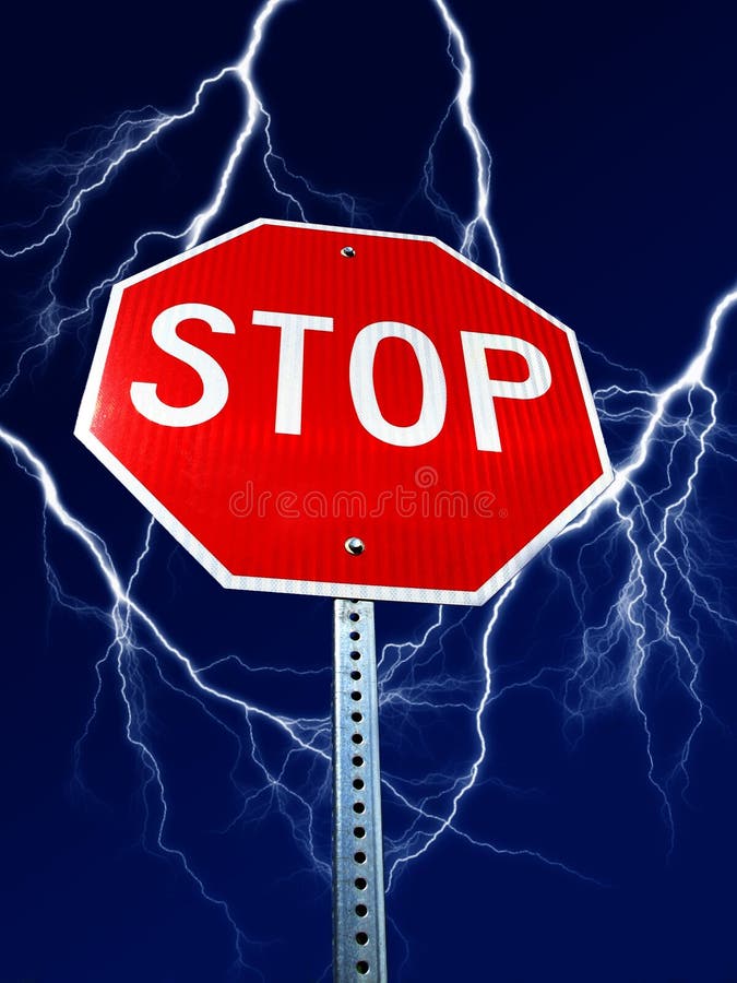 STOP! No Lightning Sign. Vector. The Icon With A Red Contour On A White ...