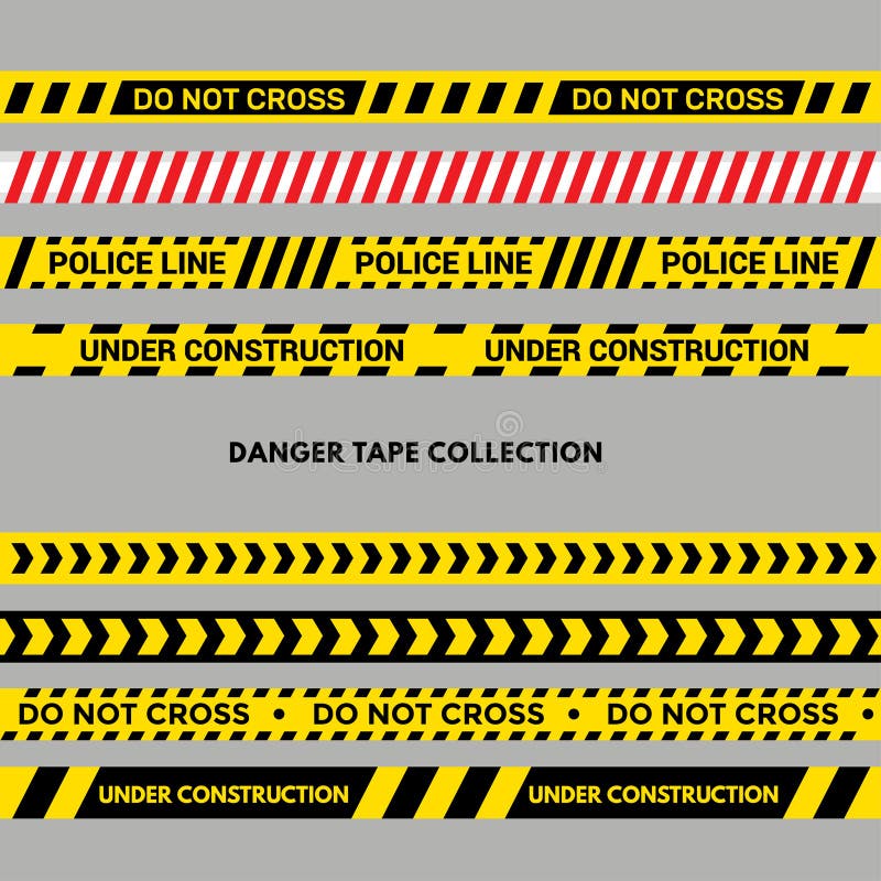 Set of Warning or Danger Tapes. Black and Yellow Police Stripe Stock ...