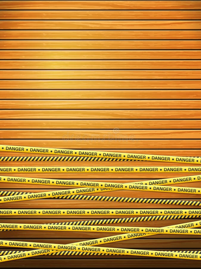 Danger Tape on Wooden Background Stock Vector - Illustration of ...