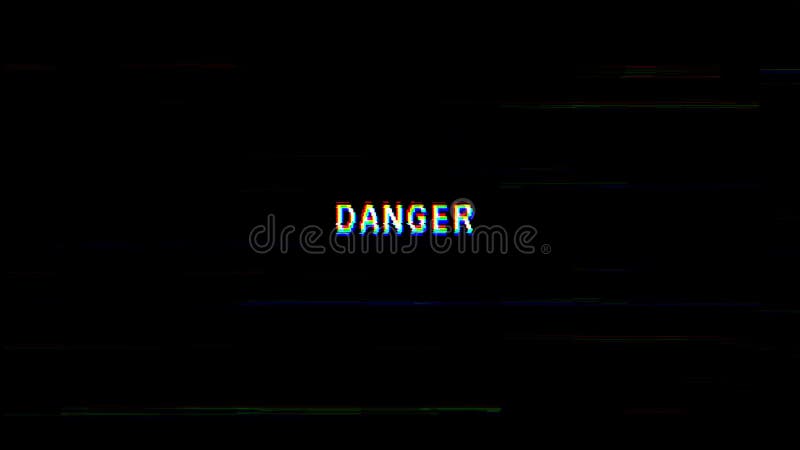 Danger Text with Glitch Distortion on Dark Background Stock Video ...