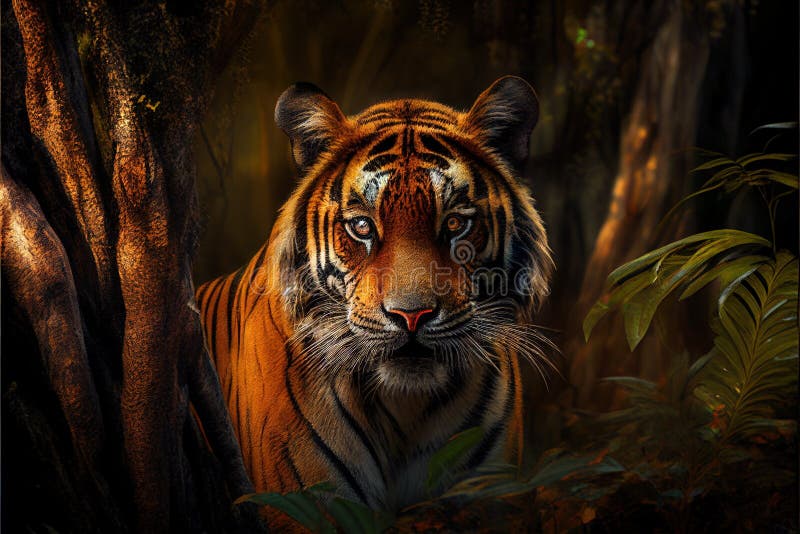 Danger Tiger Close Up Image Generative AI Stock Illustration ...