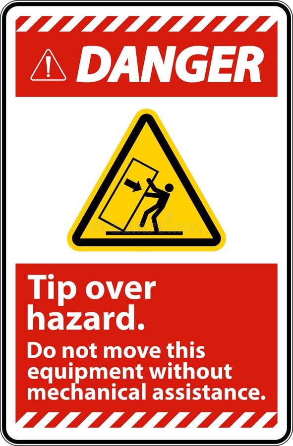 Danger Tip Over Hazard Do Not Move Label on White Background Stock ...