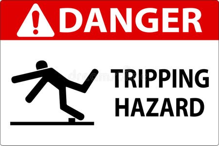 Danger Tripping Hazard Label Sign on White Background Stock Vector ...