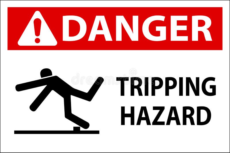 Caution Tripping Hazard Label Sign on White Background Stock Vector ...