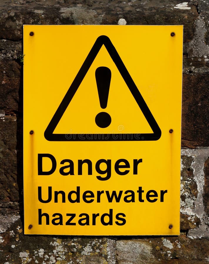 Caution Underwater Rocks stock image. Image of sign, danger - 41188971