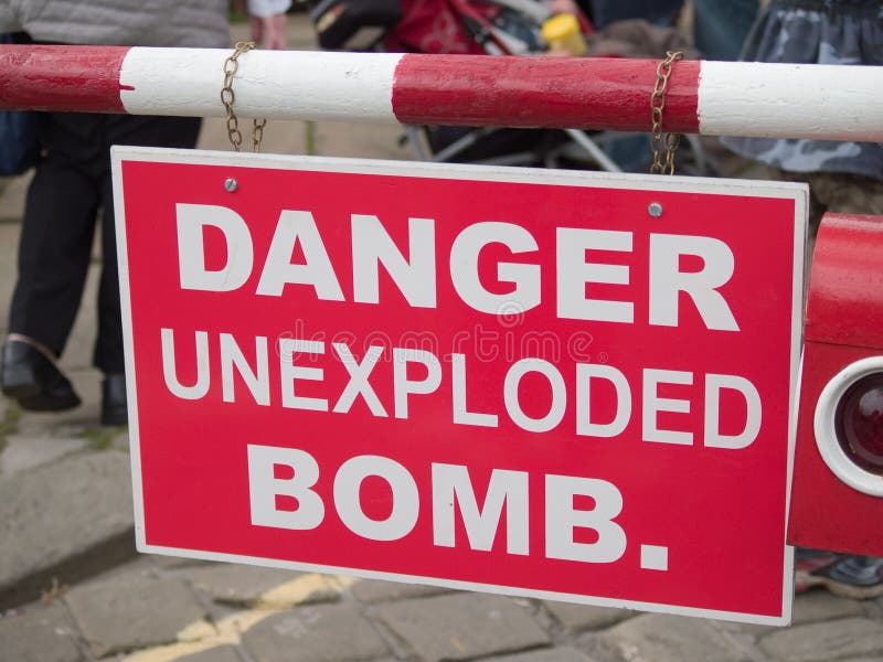 Unexploded bomb sign stock photo. Image of unsafe, unexploded - 32230020