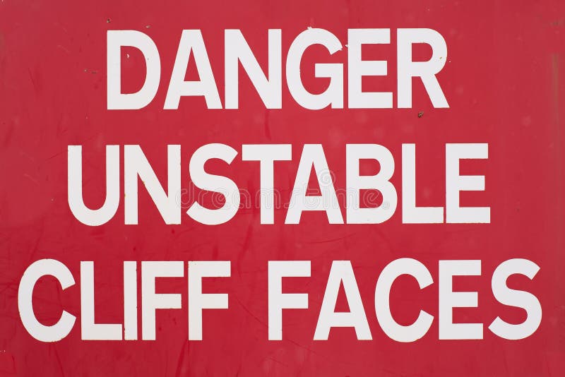 Danger unstable cliff sign stock illustration. Illustration of road ...