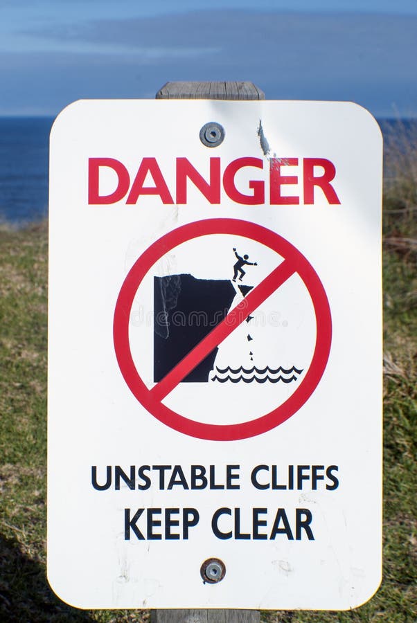 Danger Unstable Cliff Sign stock image. Image of edge - 35008803