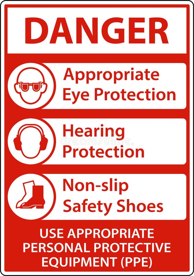 Danger Use Appropriate PPE Sign on White Background Stock Vector ...