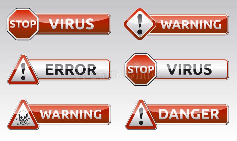 Danger Warning Signs Isolated on White Stock Illustration ...