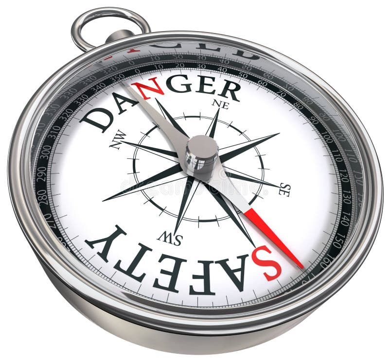 Danger Vs Safety Conceptual Compass Stock Illustration - Illustration ...