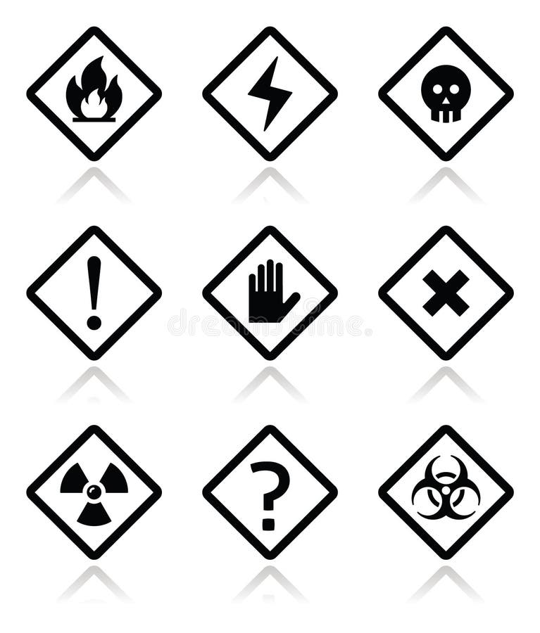 Caution and Warning Sign Icons Set Stock Vector - Illustration of ...
