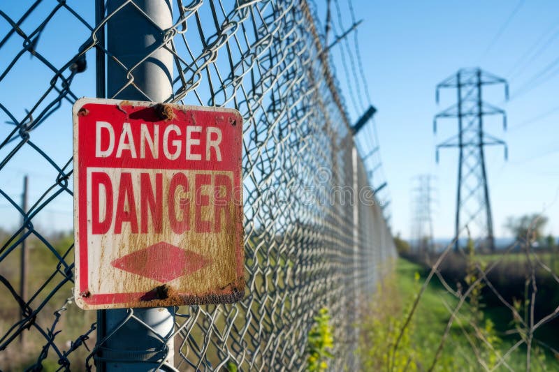 Danger Warning High Voltage Electrical Line .AI Generative Stock Image ...