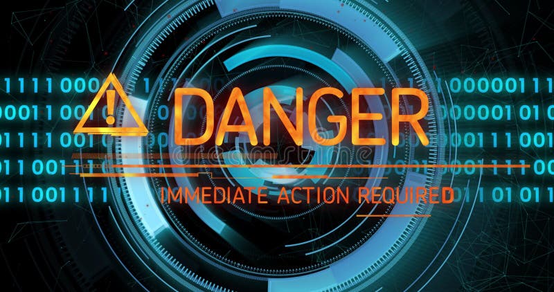 Danger Warning and Immediate Action Required Text Animation Over ...