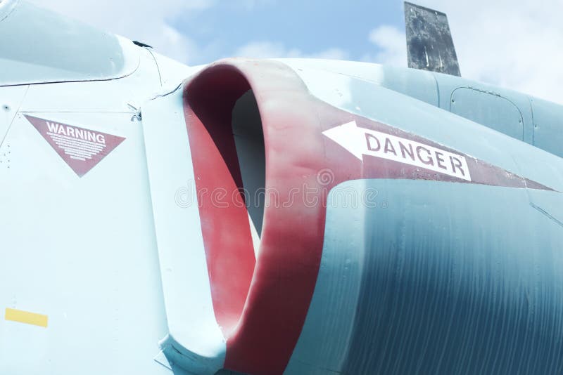 Danger Warning Sign Decal on an Old Aircraft Stock Photo - Image of ...