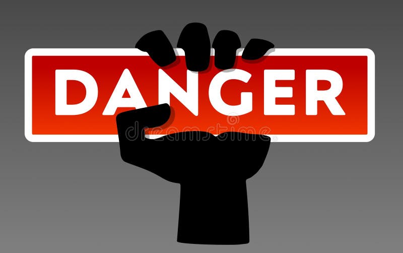 Danger Warning Sign with Hand Holding Board Stock Illustration ...