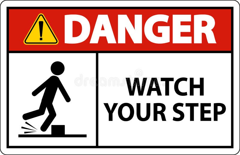 Danger Watch Your Step Sign on White Background Stock Vector ...