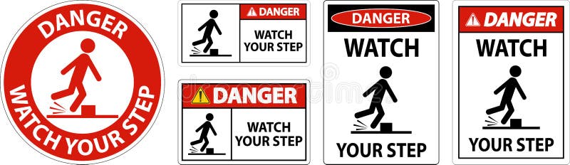 Danger Watch Your Step Sign on White Background Stock Vector ...