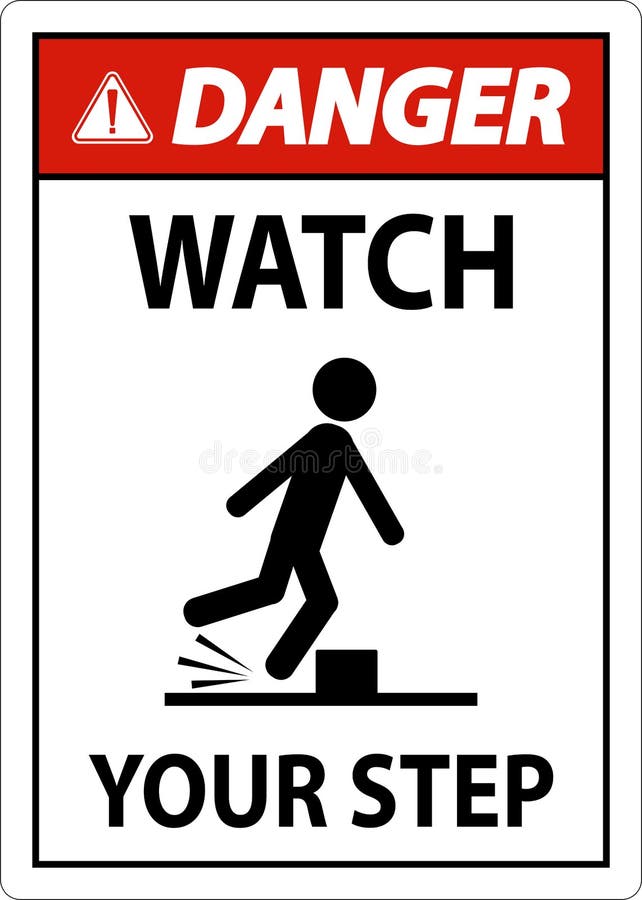 Danger Watch Your Step Sign on White Background Stock Vector ...
