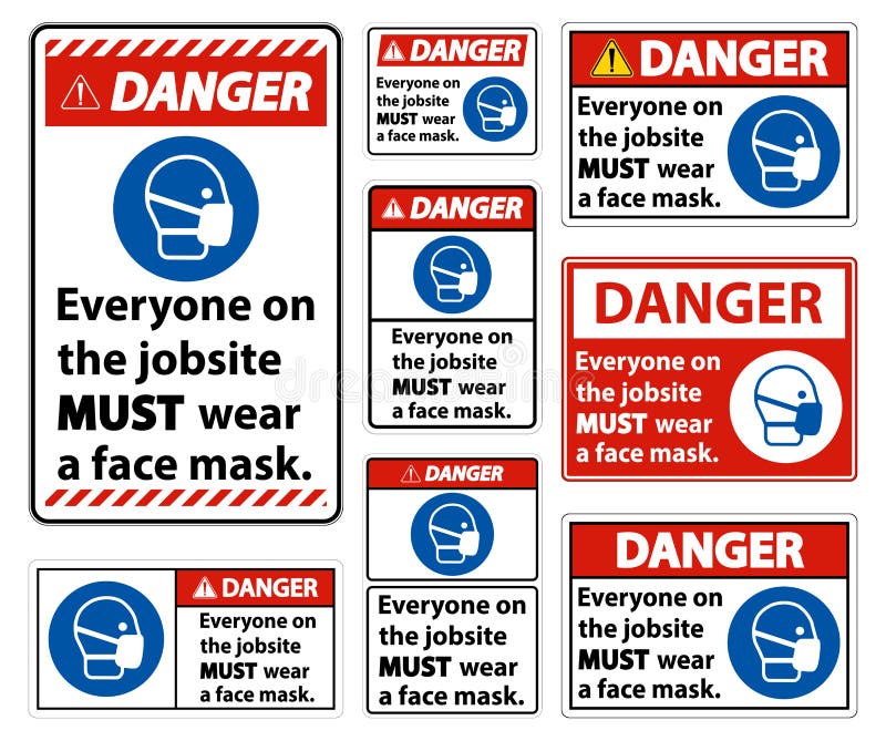 Danger Wear a Face Mask Sign Isolate on White Background,Vector ...