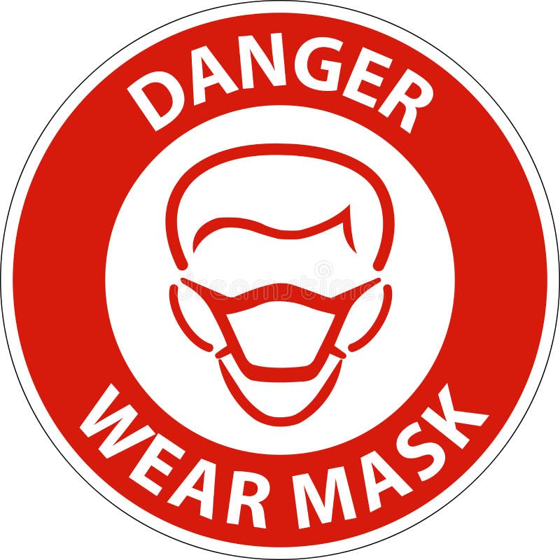 Danger Wear Mask Sign on White Background Stock Vector - Illustration ...