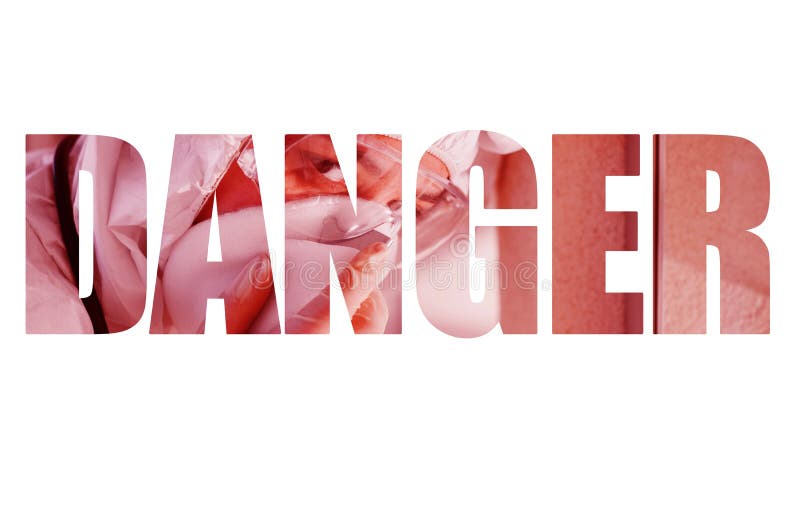 Danger Word with Human Inside in Protective Wear that Standing Stock ...