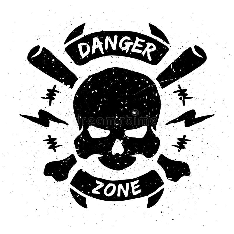 Danger Zone, Emblem in Grunge Style. Stock Vector - Illustration of ...