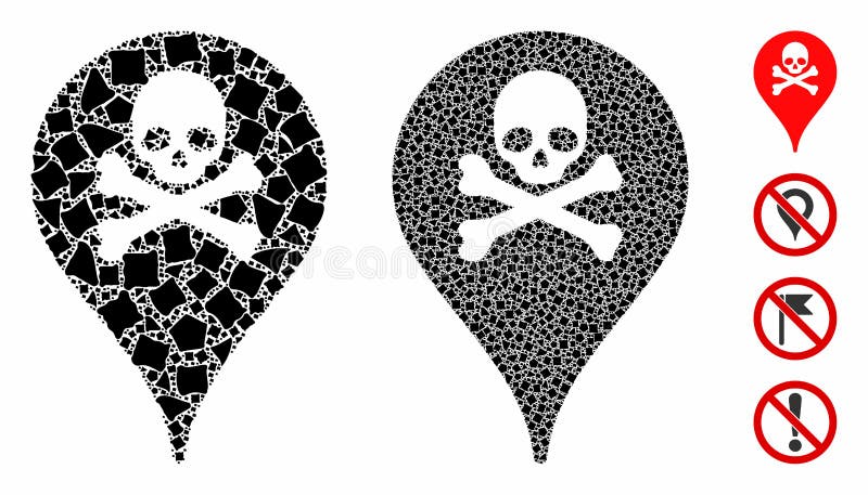 Danger Zone Map Marker Composition Icon of Uneven Items Stock Vector ...
