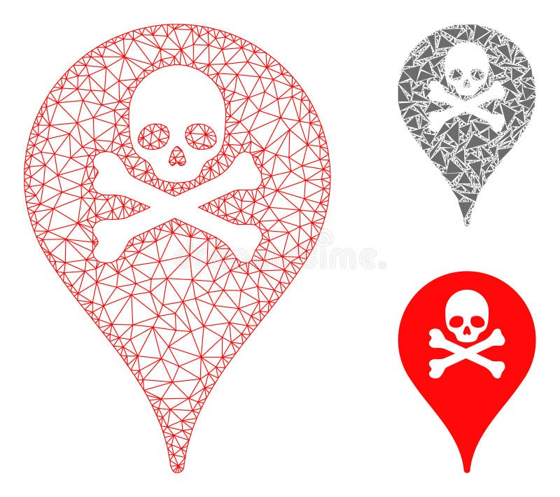 Danger Zone Map Marker Vector Mesh 2D Model and Triangle Mosaic Icon ...
