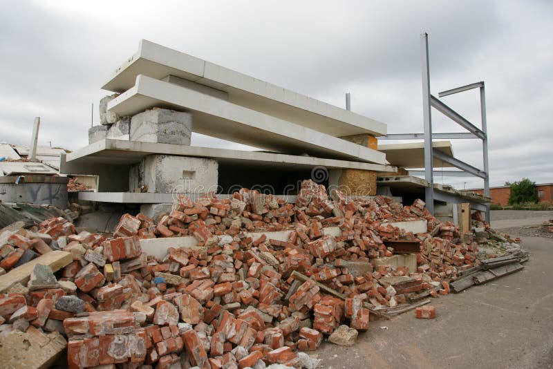 Danger Zone, Structural Damage from Gas Explosion Stock Image - Image ...