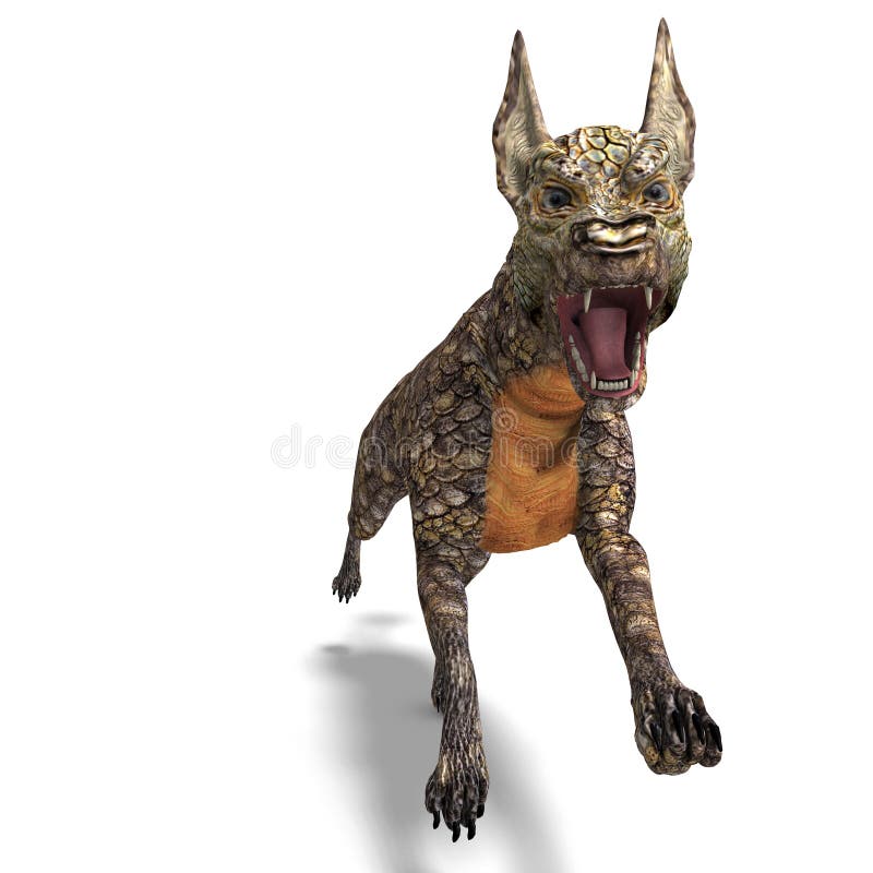 Dangerous Alien Dog with Lizard Skin Stock Illustration - Illustration ...