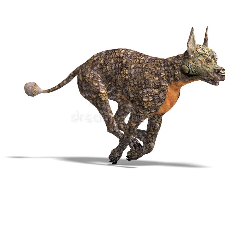 Dangerous Alien Dog with Lizard Skin. 3D Stock Illustration ...