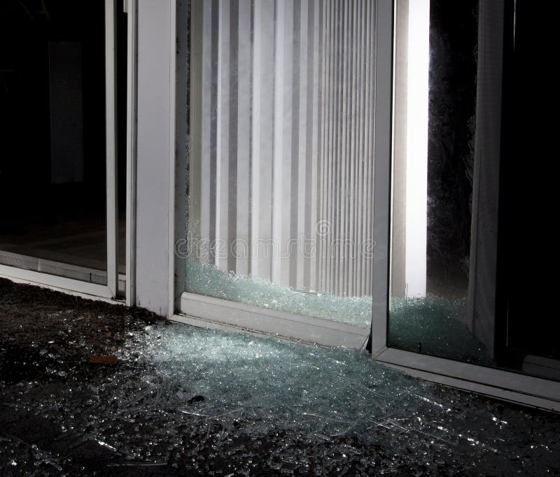 Break in stock photo. Image of door, blinds, nightime - 70917610