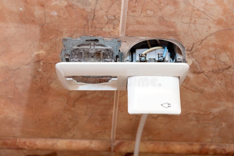 Dangerous Broken Electrical Socket. Broken Outlet Stock Photo - Image ...