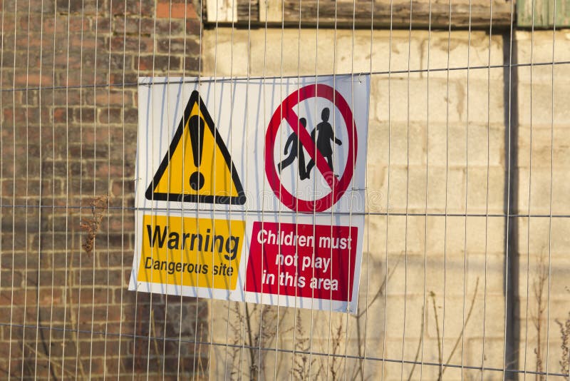 Dangerous Building Warning Sign on Scaffolding Stock Photo - Image of ...