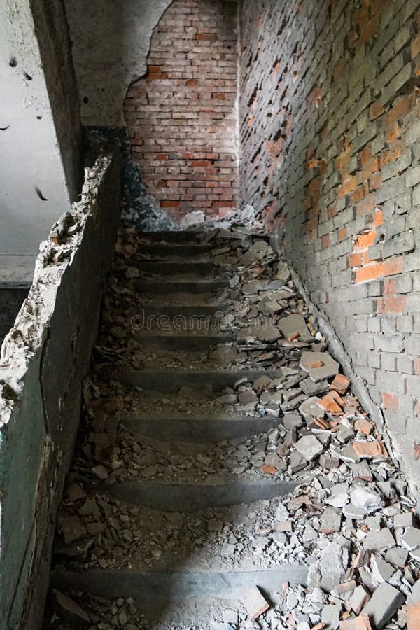 Dangerous Building with Stairs in Abandoned House Stock Photo - Image ...