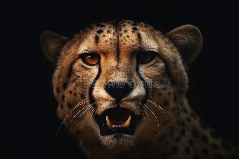 Dangerous Cheetah with Shadow in Darkness Stock Illustration ...