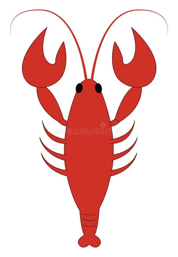 Crayfish, Vector Illustration, Flat Style, Side View, Black Stock ...