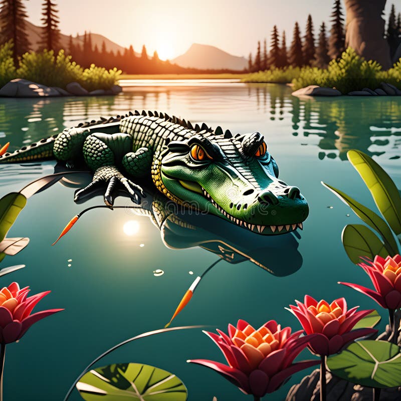 Dangerous Crocodile, AI-Generatet Stock Illustration - Illustration of ...