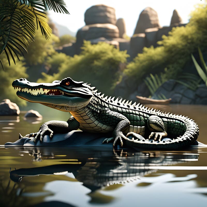 Dangerous Crocodile, AI-Generatet Stock Illustration - Illustration of ...
