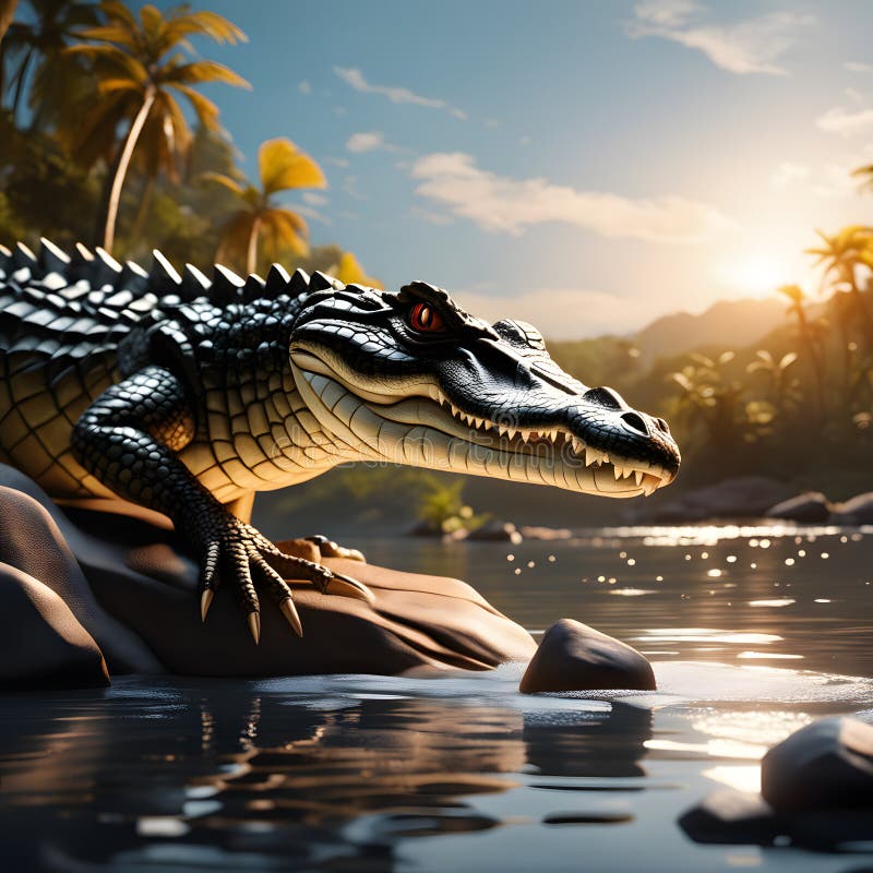 Dangerous Crocodile, AI-Generatet Stock Illustration - Illustration of ...