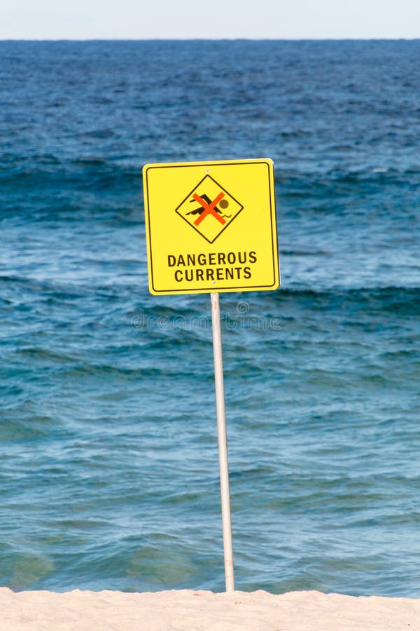 Dangerous Current Warning Sign, No Swimming in the Sea Stock Photo ...