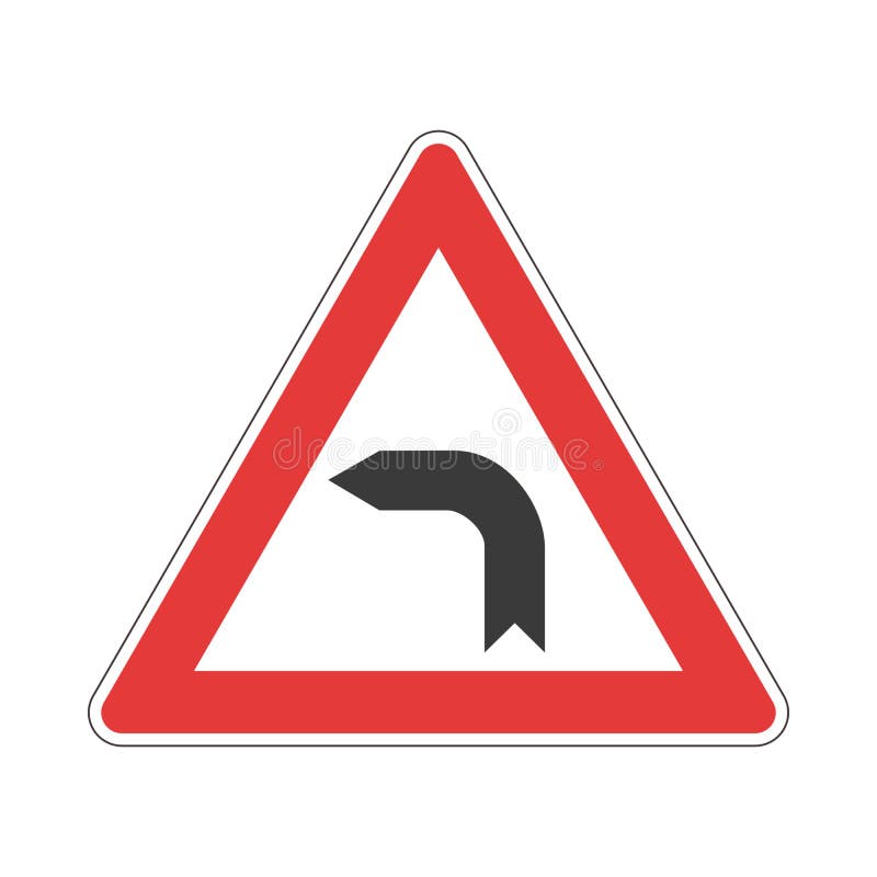Dangerous Curve Colored Icon. Simple Color Vector of Road Signs and ...
