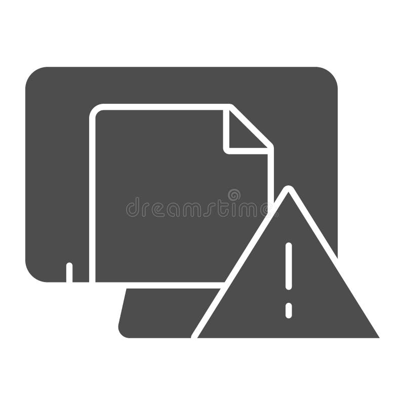 Dangerous Document on Computer Solid Icon. Document Icon with ...