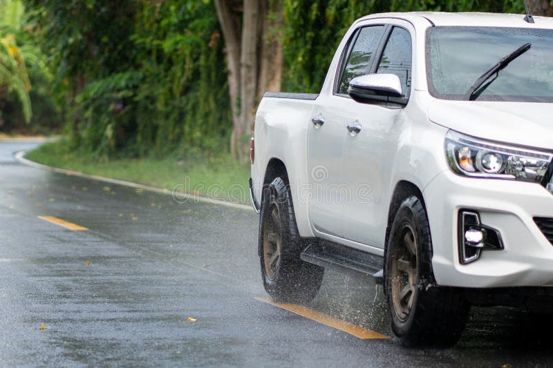 Dangerous Driving in a Car with a Flooded Road Stock Image - Image of ...